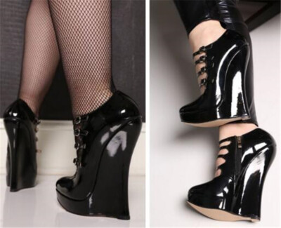 Womens 7" Extreme High Heels Wedges uk3-10 Costume Lockable Ballet ...
