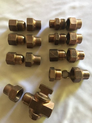 3/4" Water Meter Flare Connectors Plus Gate Shutoff Valve Lot of 8 ...
