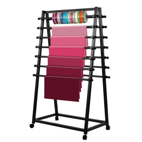 Ribbons Organizer Rack 15 Tire Metal Vinyl Roll Holder 2 Sided Sewing ...