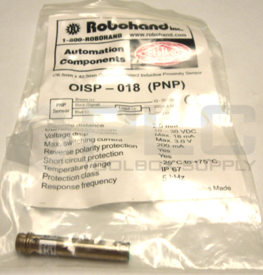 NEW ROBOHAND OISP-018 QUICK DISCONNECT INDUCTIVE PROXIMITY SENSOR 06 ...