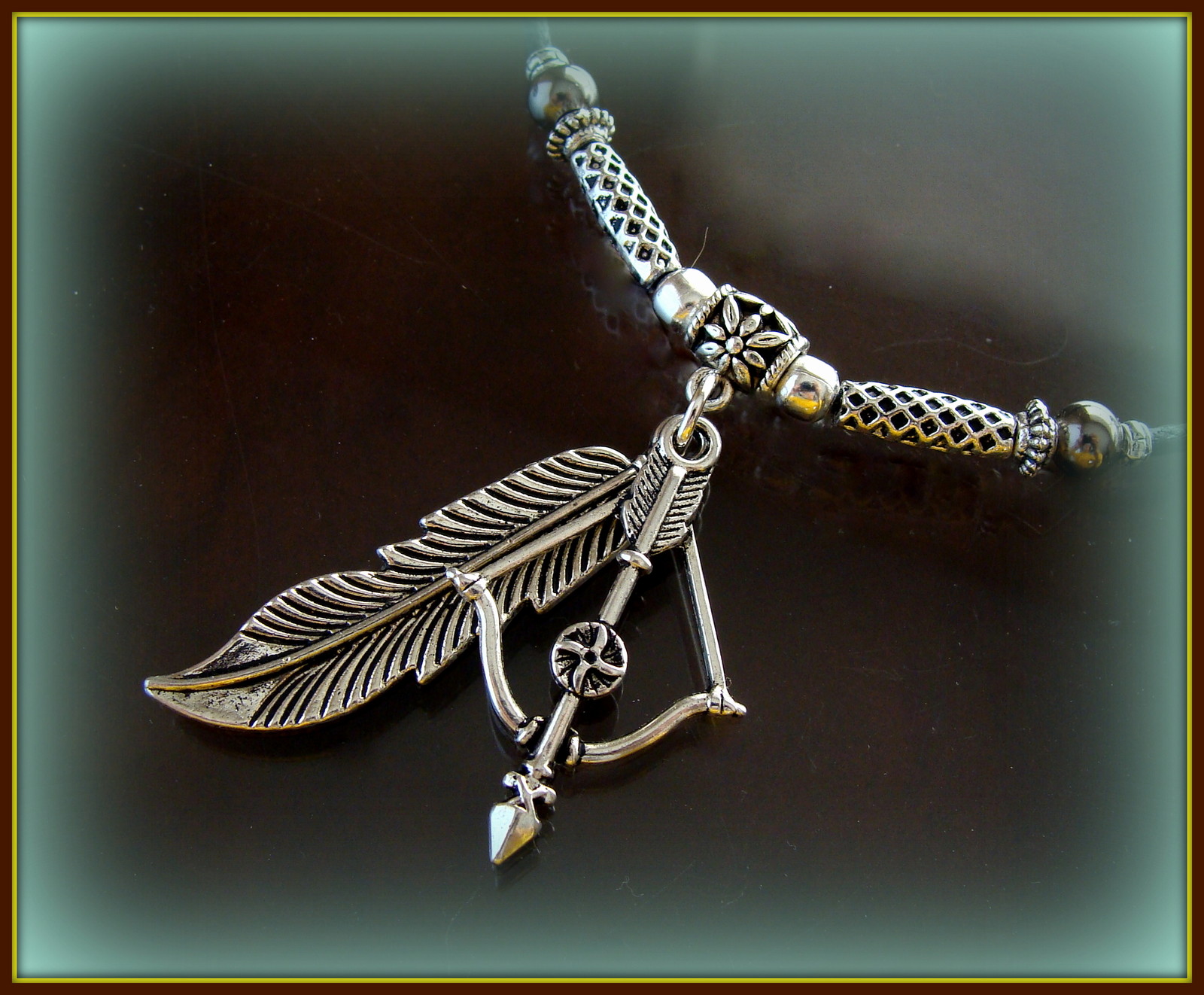 Feather - Bow + Arrow NECKLACE PENDANT FSU Seminoles theme - Indian ...