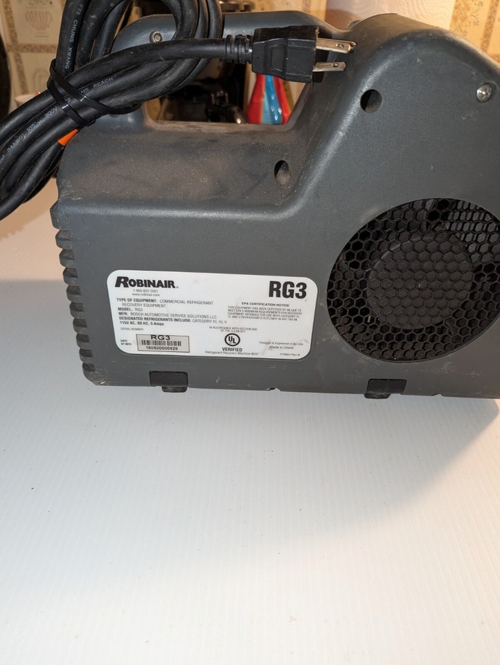 Robinair RG3 Portable Single Refrigerant Recovery Machine 637335043374 ...