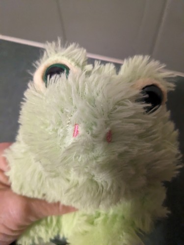 Hug fun Plush Frog Fuzzy Green Sitting Shaggy Mini fun Stuffed animal ...