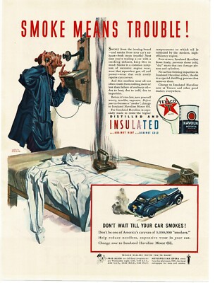 1941 Texaco Havoline Oil iron burning clothes funny Albert Dorne art ...