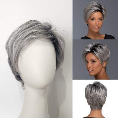 BRADY Wig by Estetica in ChromeRT1B Modern Pixie Style Gray w Off Black ...