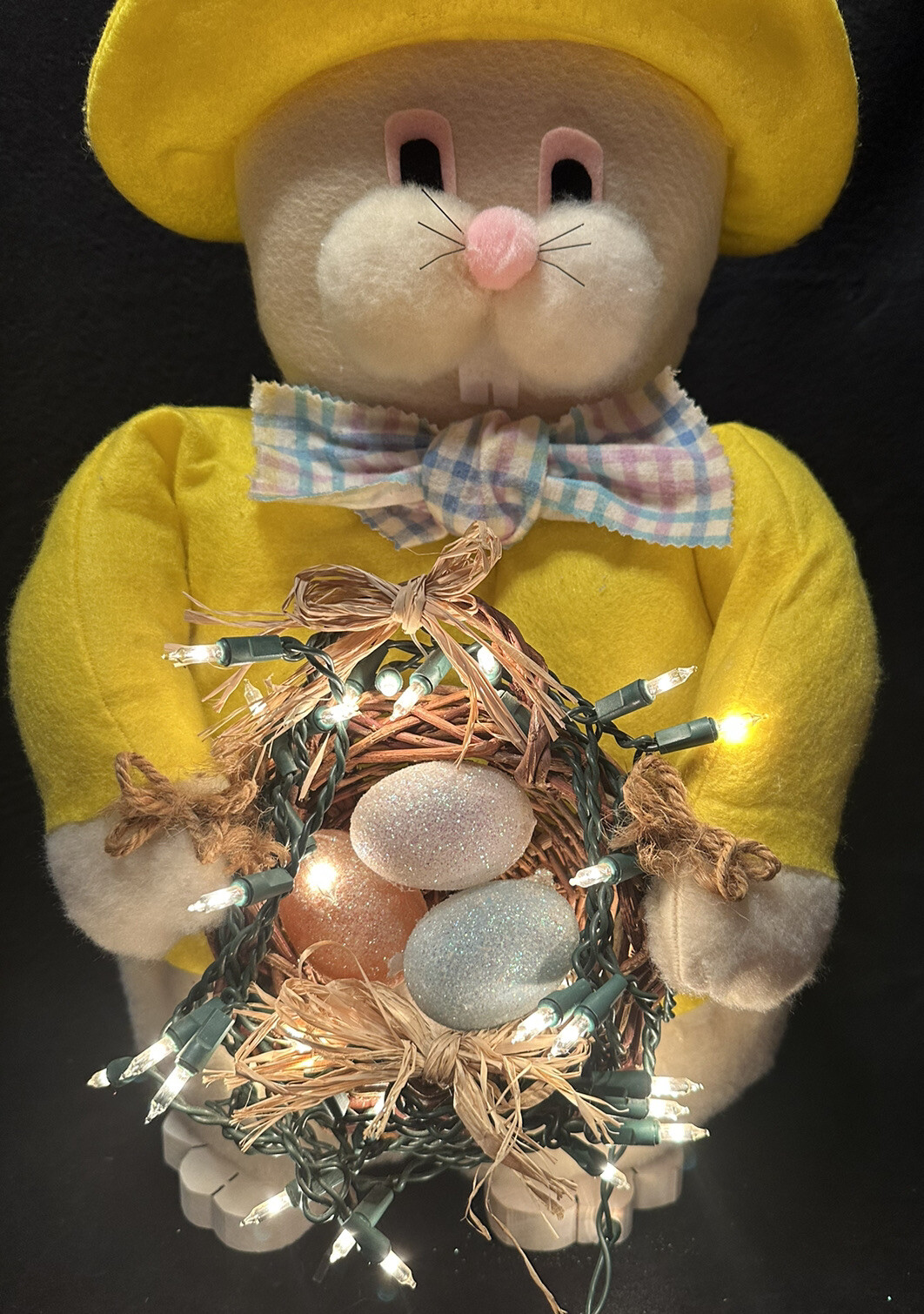 VTG! Large Light Up Easter Bunny Rabbit Greeter Plush Yellow Outfit Egg ...