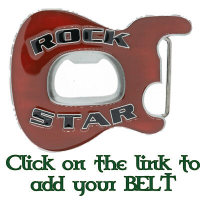 Rock Star Guitar Belt Buckle Chrome Metal Biker Rock Musician Music ...