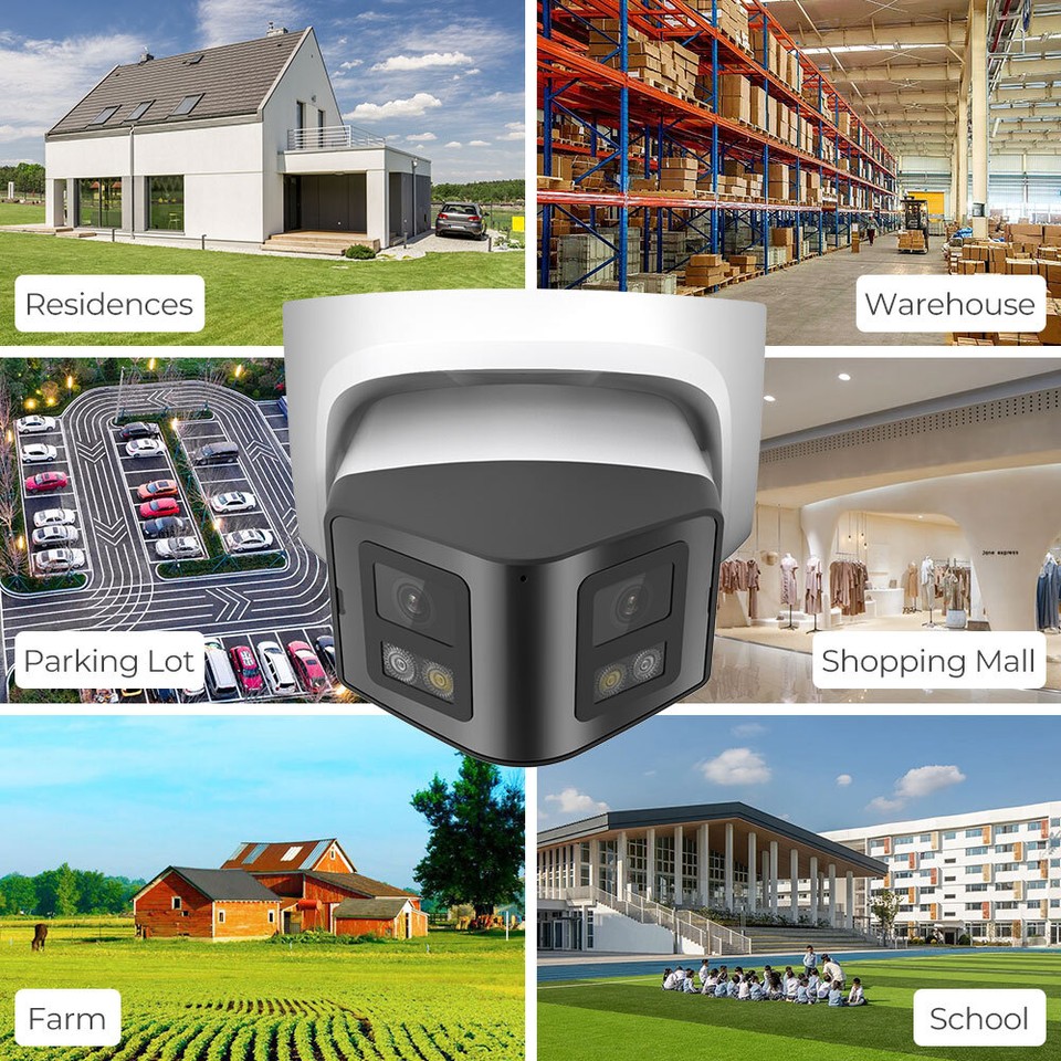 Hik Compatible 4MP 180°Panoramic IP Camera Dual lens&light 2way Audio ...