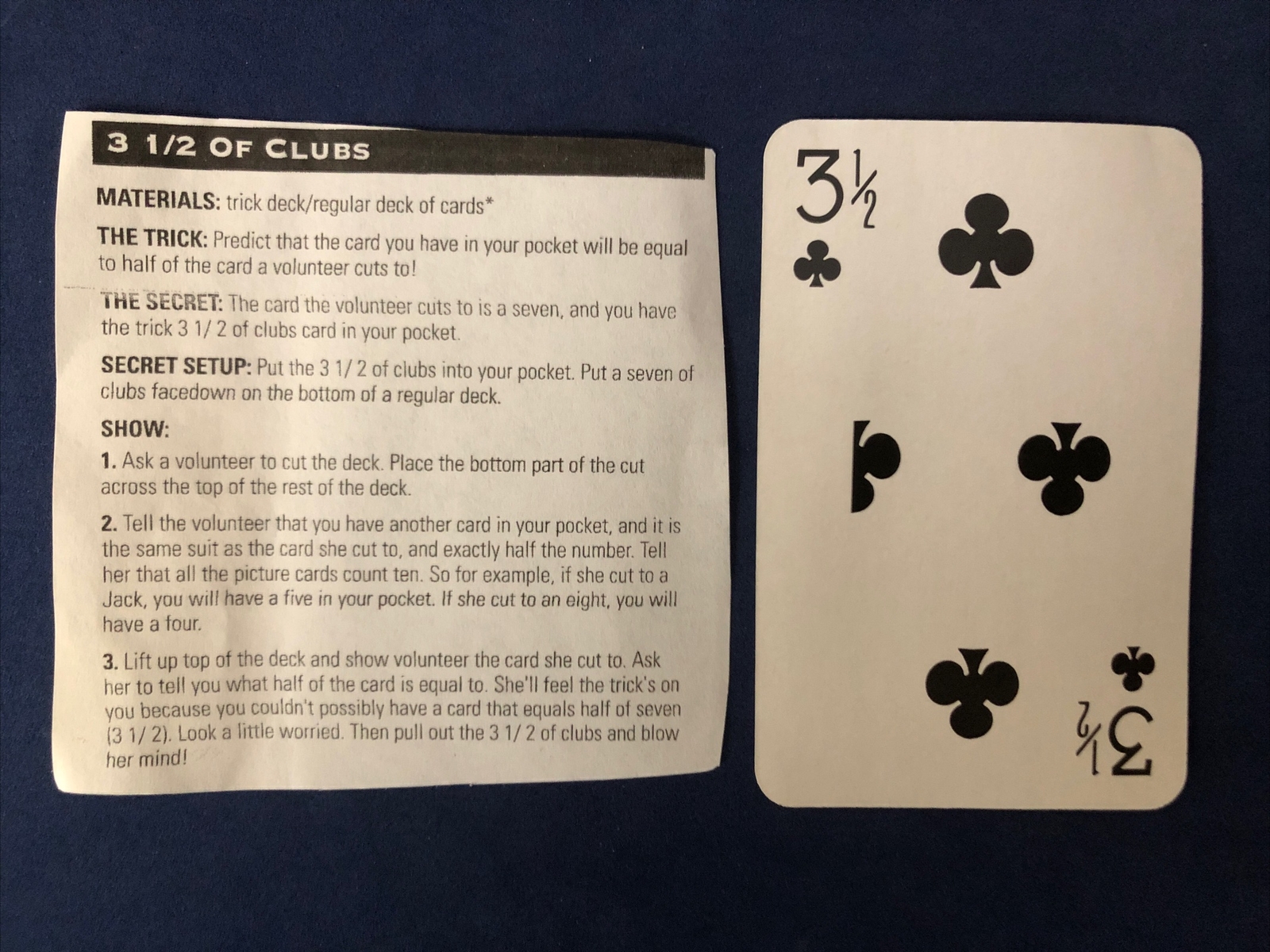 Vintage Magic Packet Trick - 3 1/2 of Clubs Replacement Cards also | eBay