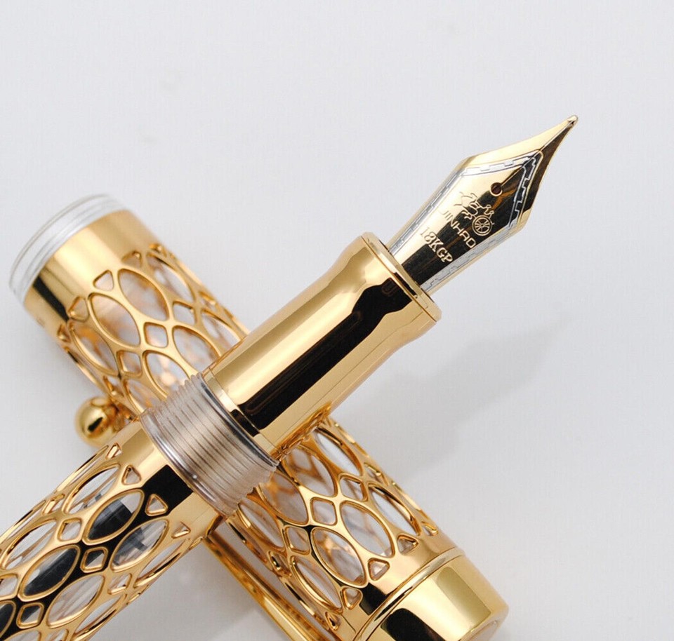 For Jinhao 100 Fountain Pen 0.5mm F Nib Resin Skeleton Hollow Writing Gift Pen k | eBay UK
