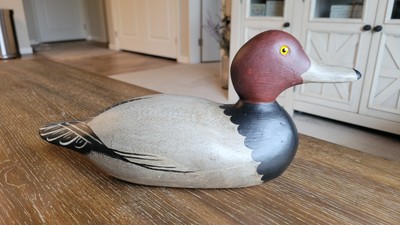 Antique Mason Duck Decoy Glass eye Redhead Drake Professionally ...