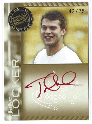 2011 Press Pass JAKE LOCKER Red Ink Autograph Washington Huskies Auto ...