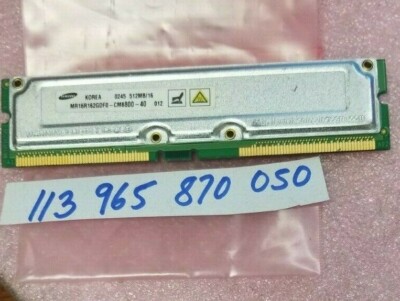 512MB RAMBUS RIMM 800-40 800 40 512MB/16 184PIN NON-ECC DUAL RANK 32X8 ...