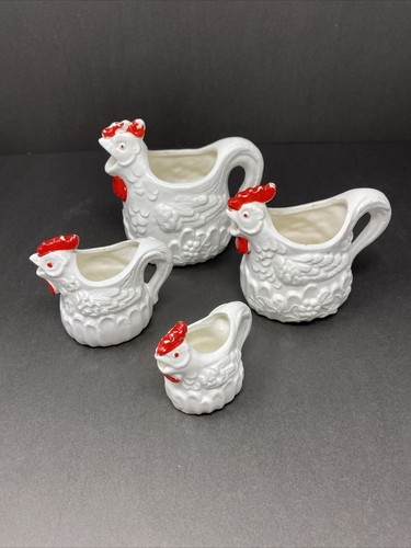 Vintage Tilso Japan Chicken Rooster Hen Set 4 Measuring Cups Farmhouse ...