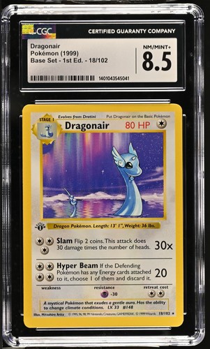 CGC 8.5 Dragonair 1999 Base Set Shadowless 1st Edition 18/102 Rare ...