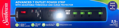 2-Pack Sunbeam Advance 7 Outlet Power Strip With Surge Protector | eBay