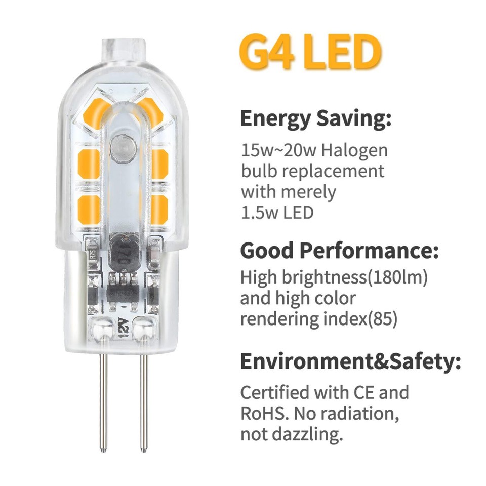 10X G4 LED Light Bulbs 3000K Warm White Lighting Non-Dimmable Landscape ...