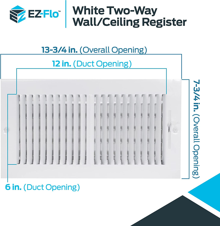 12 x 6 Inch (Duct Opening) White Air Vent Cover for Wall or Ceiling Two ...
