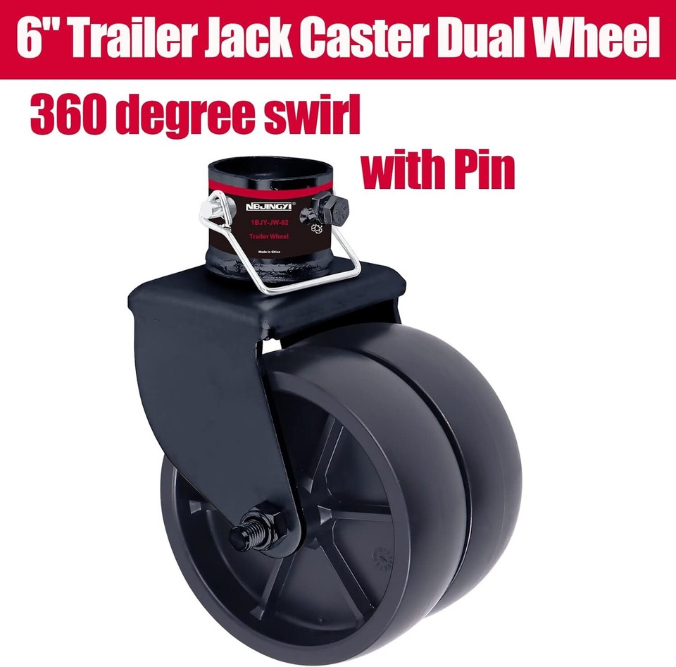6" Dual Trailer Swirl Jack Caster Wheel With Lock Pin 2000lbs | eBay