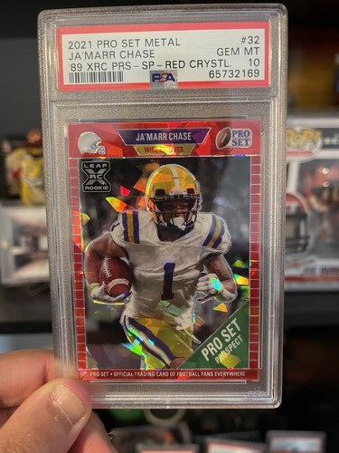 2021 Leaf Pro Set Metal Ja’marr Chase Rookie Red Crystal /10 PSA 10 POP ...