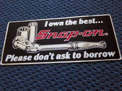 SNAP ON TOOL BOX DECAL BADGE "I OWN THE BEST" EMBOSSED CHROME STICKER ...