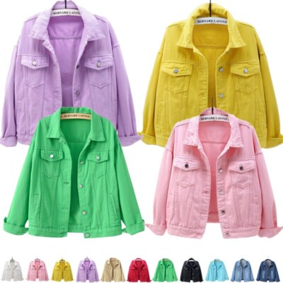 Womens Ladies Stretch Denim Jacket Soft Cotton Loose Plus Zise ...