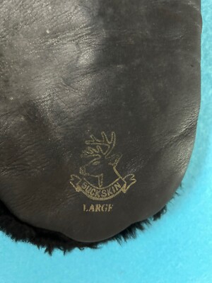 VINTAGE BUCKSKIN GLOVE BLACK LEATHER CHOPPER MITTS MITTENS SIZE L | eBay