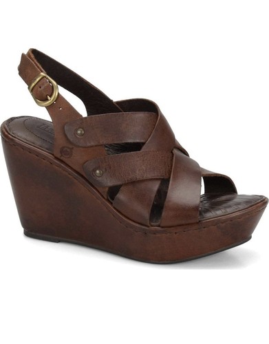 Born Cataleen Wedge sandal Size 7M Whiskey Brown Distressed | eBay