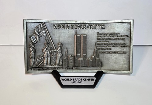 World Trade Center Cast Metal Memorial Plaque W/ Display Stand | eBay