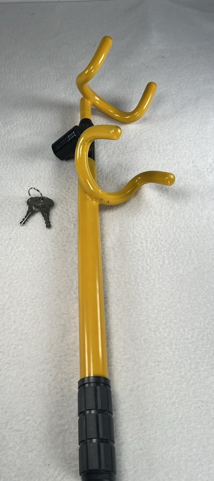 The Club Anti-Theft Steering Wheel Lock Twin Hooks Auto Yellow Black w ...