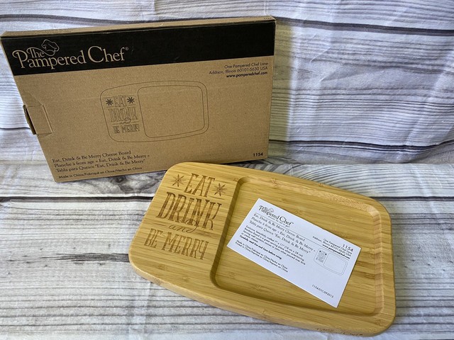 Pampered Chef Bamboo Cheese Board Tray 1154 Eat Drink and Be Merry for ...