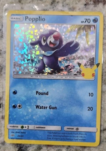 Popplio ERROR HOLO BLEED + STAMPED 23/25 McDonald's 25th Anniv. Pokemon ...