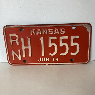 1974 Kansas License Plate H 1555 Reno County RN Collector Man Cave ...