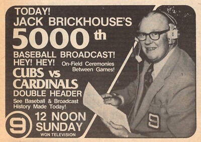 1979 TV AD JACK BRICKHOUSE CHICAGO CUBS 5000th BASEBALL BROADCAST HEY ...