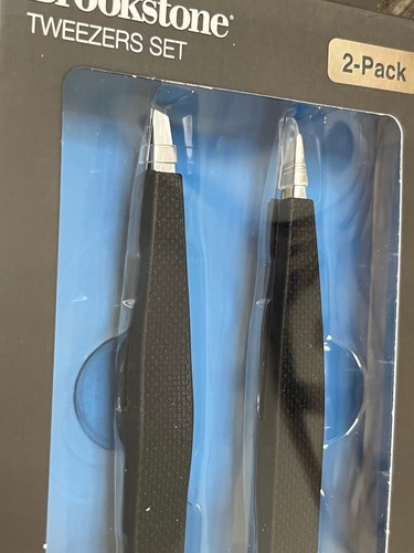 Brookstone 2-Pk Tweezer Set premium quality grooming tools stainless ...