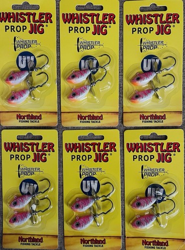 Northland Whistler Prop Jig. UV Pink Tiger, 3/4 Oz. Lot Of 6 (12 Jigs ...