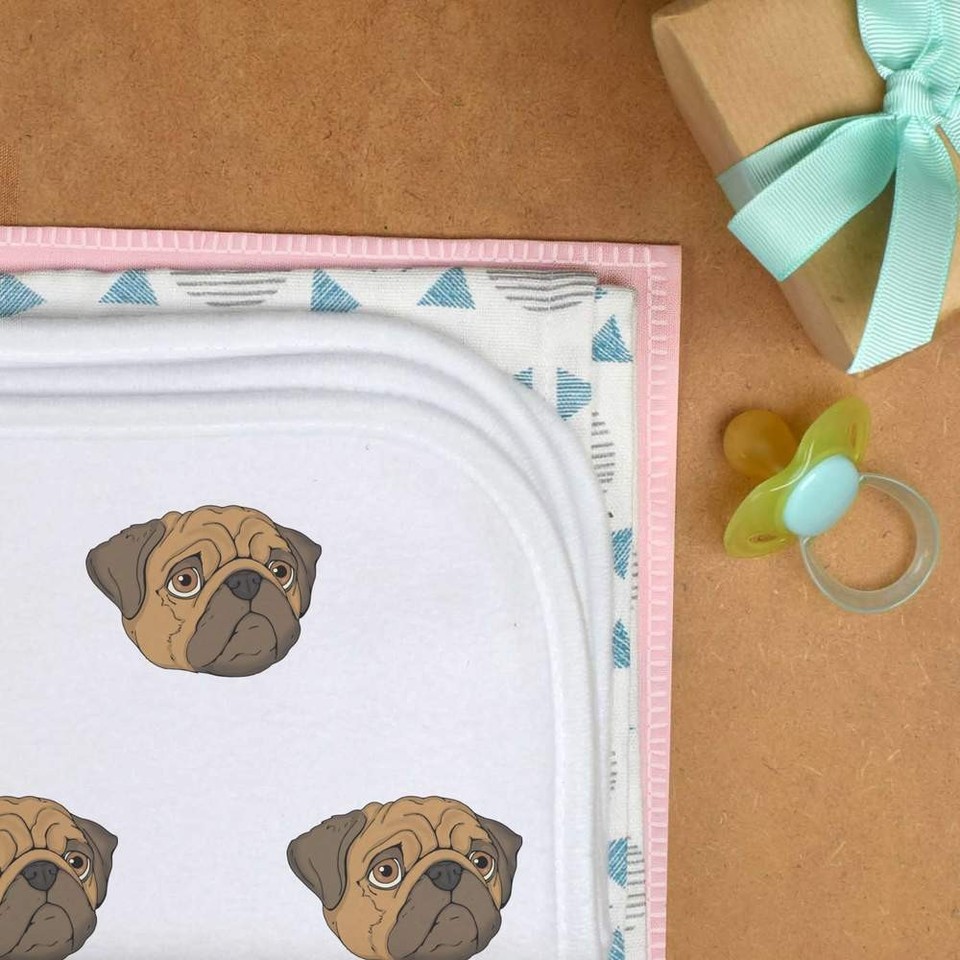 'pug ' Baby Burp / Wash Cloth (BC00019844) | eBay UK