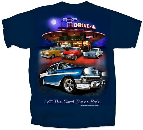 Joe Blow T's Chevy Tri-Five Drive In Men's Blue T-Shirt 1955 1956 1957 ...