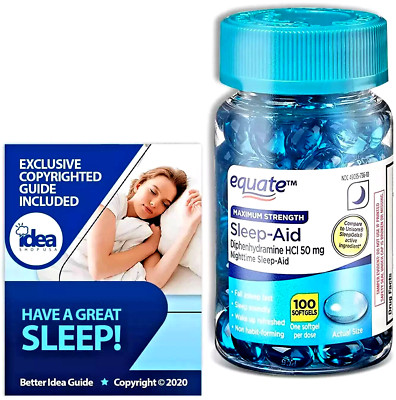 Equate Sleep Aid Softgels Maximum Strength 100 Count Ships Worldwide ...