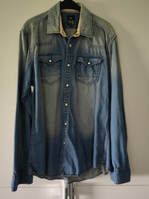 Herren Hemd Jeanshemd Denim Freizeithemd Männerhemd Kentkragen von WE ...