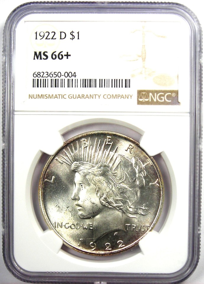 1922-D Peace Silver Dollar $1 - Certified NGC MS66+ Plus Grade - $6,000 ...