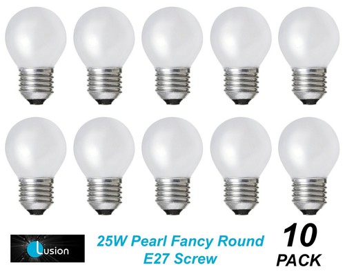 10 x 25W Pearl Fancy Round Light Globes Bulbs Lamps E27 Screw ...