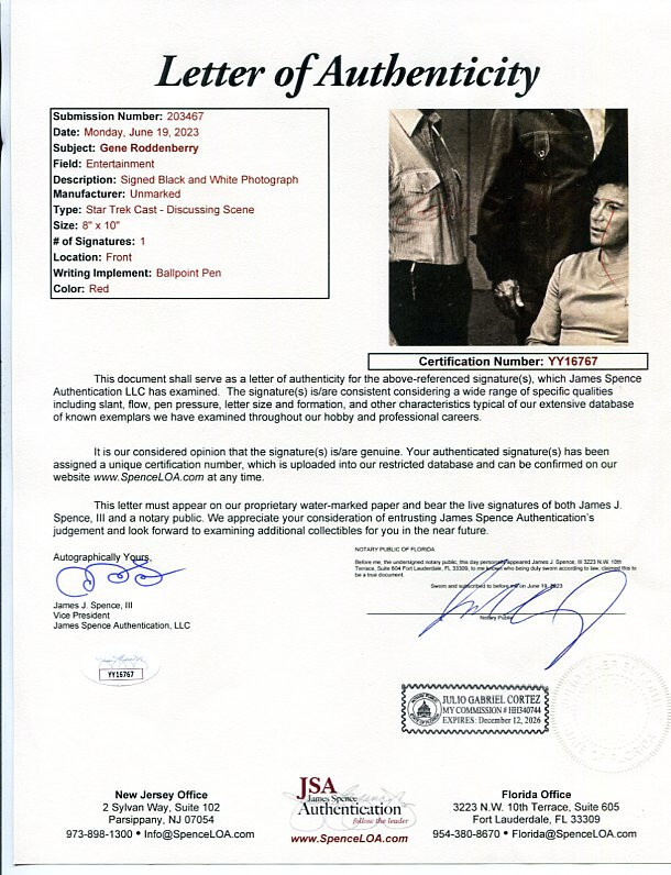 STAR TREK - GENE RODDENBERRY - JSA COA signed AUTOGRAPH 2931 | eBay