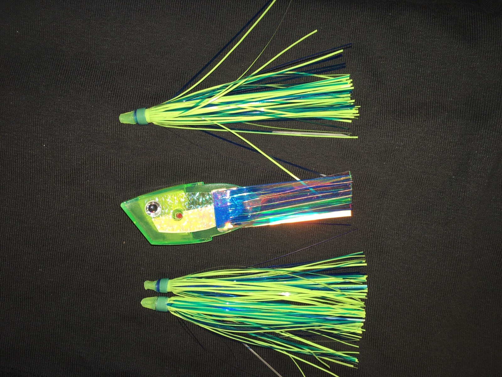 High Percentage Salmon Trolling Flies And Bait/Meat Rigs- Chartreuse UV ...