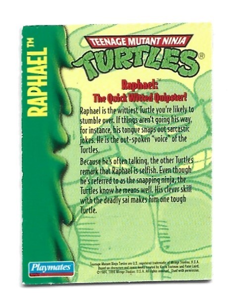 TMNT CARD RAPHAEL MINI INSERT PLAYMATES TEENAGE MUTANT NINJA TURTLES | eBay