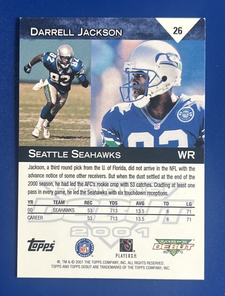 2001 Topps Debut Football Darrell Jackson Seattle Seahawks #26 | eBay
