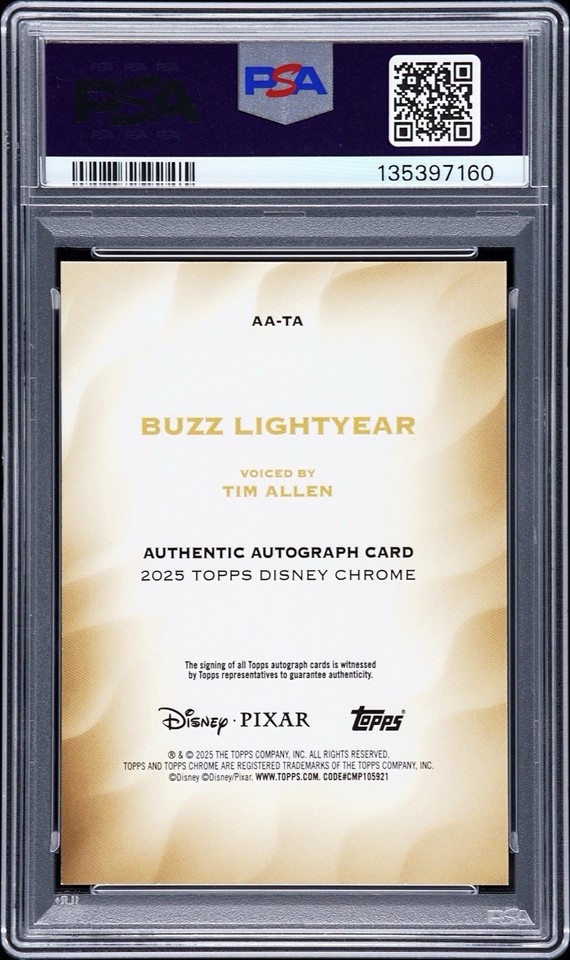 2025 TOPPS DISNEY SAPPHIRE BUZZ LIGHTYEAR PADPARADSCHA 1/1 TIM ALLEN ...