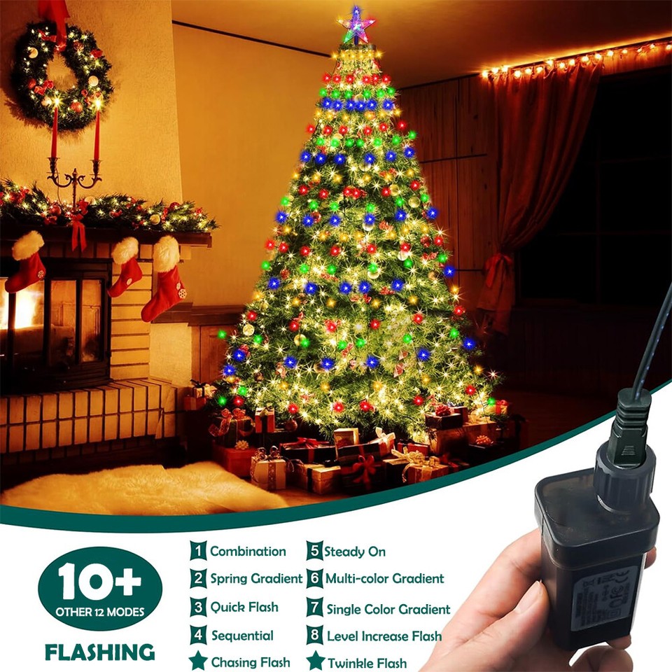 Christmas Tree Waterfall Lights 200LED RGB Color Changing for Indoor ...