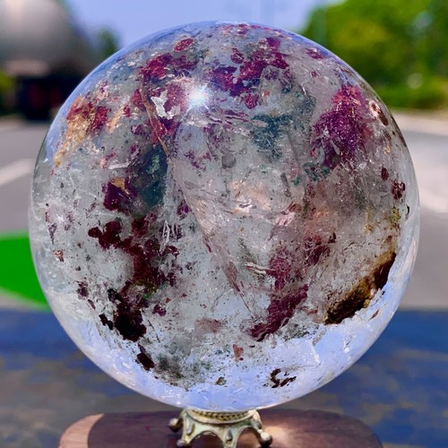 394G Natural rainbow garden ghost Quartz Ball Crystal Sphere Mineral ...