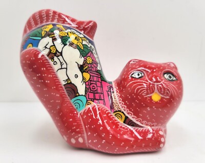 Tonala Mexican Pottery Purring Cat Maracas Peasant Woman Figurine ...